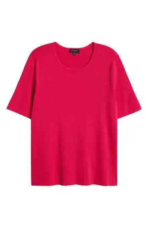 TAHARI ASL Short Sleeve Sweater - Raspberry