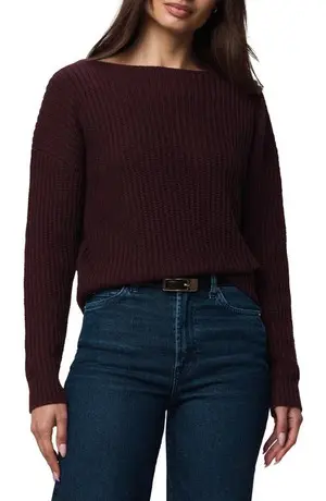Splendid Olivia Cotton Crop Sweater - Dark Plum Purple