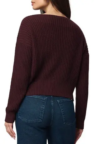Splendid Olivia Cotton Crop Sweater - Dark Plum Purple