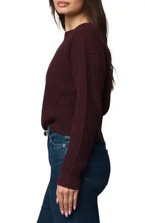 Splendid Olivia Cotton Crop Sweater - Dark Plum Purple