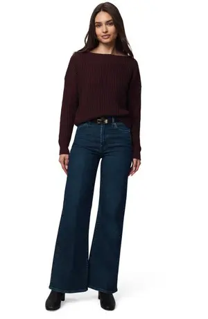 Splendid Olivia Cotton Crop Sweater - Dark Plum Purple