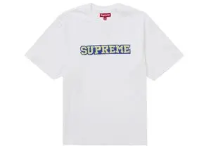 Supreme Satin Appliqué S/s Top - White