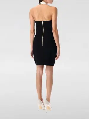 Balmain Halterneck Knit Dress With Gold-tone Button Detail