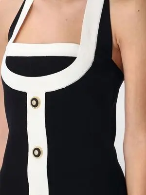 Balmain Halterneck Knit Dress With Gold-tone Button Detail