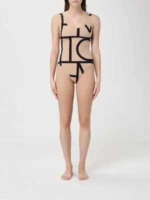 TOTEME Polyamide One-piece Swimsuit With Logo - Beige