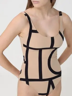 TOTEME Polyamide One-piece Swimsuit With Logo - Beige