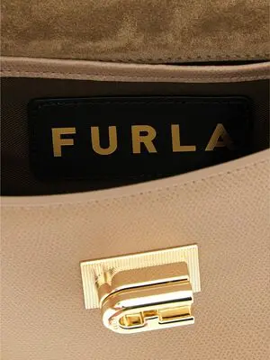 Furla 1927 Mini Grained Leather Shoulder Bag - Beige
