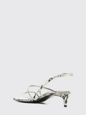 Khaite Python-print Leather Slingback Sandals With Low Heel - Nude