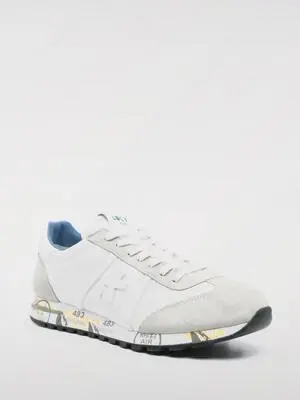Premiata Lucy Suede And Perforated Fabric Sneakers - White