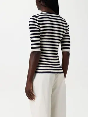 TWINSET Ribbed Striped Knit Top With Crew Neck