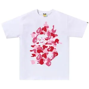 A BATHING APE Abc Camo Rebuild Big Ape Head Tee /pink - White