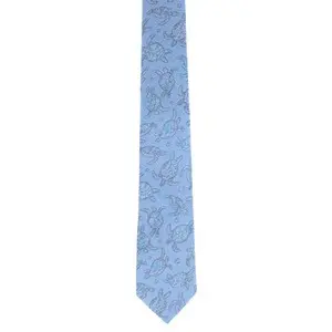 Trafalgar Morla Sea Turtle Linen Blend Novelty Necktie - Light Blue