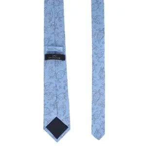 Trafalgar Morla Sea Turtle Linen Blend Novelty Necktie - Light Blue