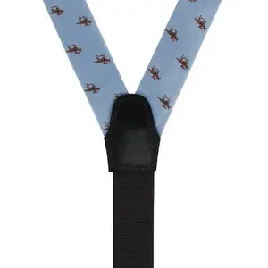 Trafalgar Down The Stretch Racehorse Linen Blend Button End Suspenders - Light Blue
