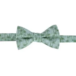 Trafalgar Nohea Palm Tree Linen Blend Novelty Bow Tie - Green