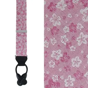 Trafalgar Trafalgar Hanami Cherry Blossom Linen Blend Button End Suspenders Pink