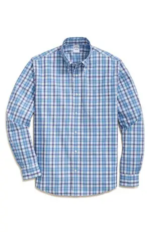 Brooks Brothers Friday Poplin Plaid Cotton Oxford Cloth Button-down Shirt - Ultramarinepld