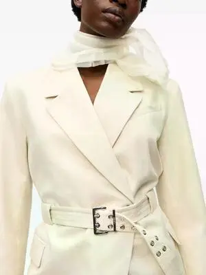 GANNI Belted Blazer - Neutrals