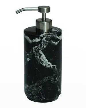 MARBLE CRAFTER Eris Collection Black Zebra Marble Soap Dispenser - Black Zebra