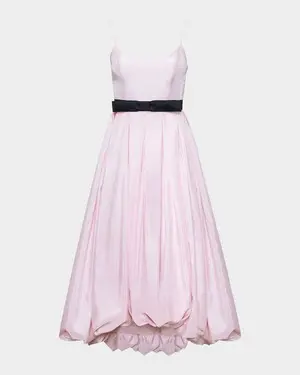 Hutch Diane Pleated High-Low Midi Dress - Ballet Pink | Editorialist