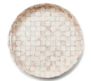 MACKENZIE-CHILDS Rosy Check Capiz Round Tray