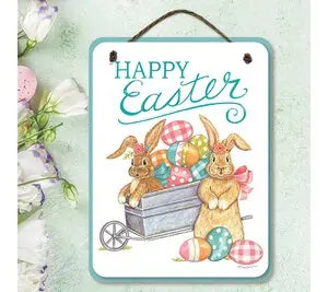COURTSIDE MARKET Happy Easter Bunny 12x16 Artbo Ard With Twine - One-color