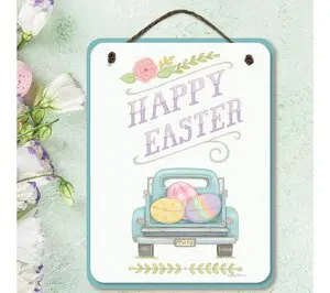 COURTSIDE MARKET Happy Easter Truck 12x16 Artbo Ard With Twine - One-color