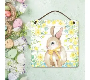 COURTSIDE MARKET Easter Bunny Yellow & Green 15 X15 Artboard Wi - One-color