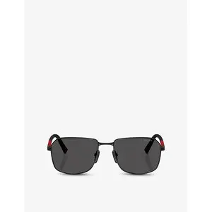 Prada Square-frame Metal Sunglasses - Black