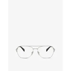 Prada Pilot-frame Steel Optical Glasses - Silver