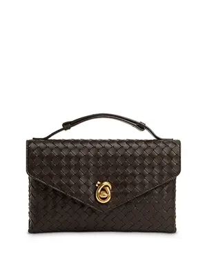 Bottega Veneta Knot Lock Intrecciato Leather Crossbody Bag - Fondant/gold