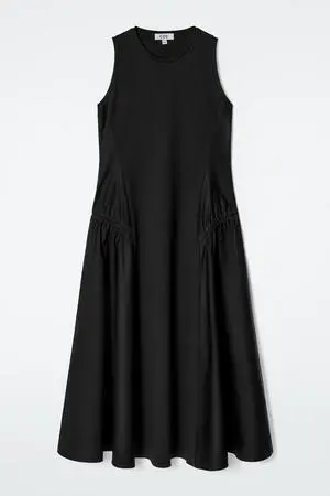 Cos Paneled Gathered-side Midi Dress
