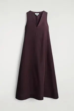 Cos A-line Linen-blend Maxi Dress - Red