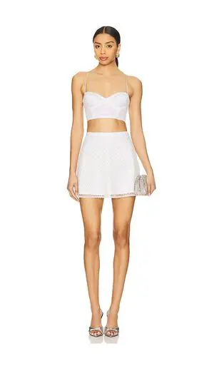 For Love & Lemons Glitter Grid Bustier Top - White