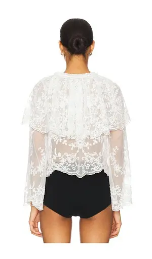 Sea Marja Embroidery Capelet Blouse - Pearl