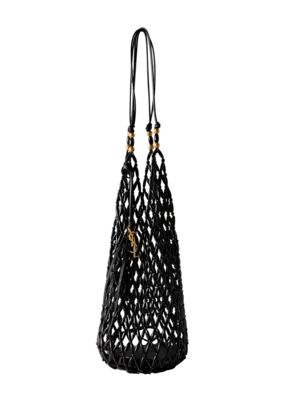 Saint Laurent Leather-trimmed Beaded Tote - Black