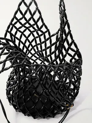 Saint Laurent Leather-trimmed Beaded Tote - Black