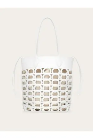 FERRAGAMO Gancini Tote Bag M - White