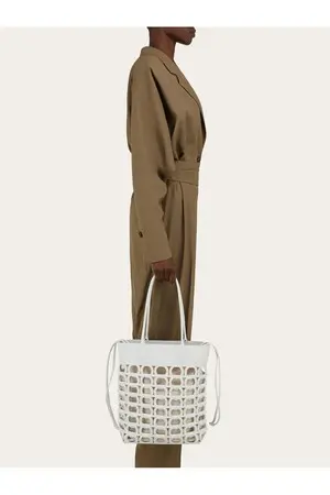 FERRAGAMO Gancini Tote Bag M - White