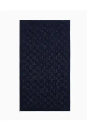 Giorgio Armani Beach Towel In Monogram Terry Cotton - Blue
