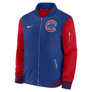 Nike Chicago Cubs Authentic Collection Dugout Mlb Full-zip Bomber Jacket - Blue
