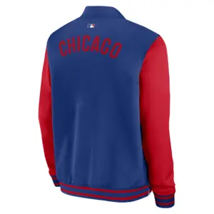 Nike Chicago Cubs Authentic Collection Dugout Mlb Full-zip Bomber Jacket - Blue