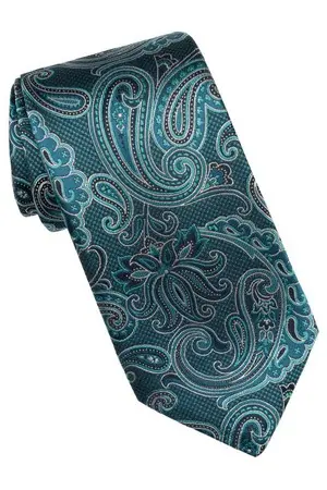 ELIZABETTA Pavia Extra Long Silk Jacquard Neck Tie - Turquoise
