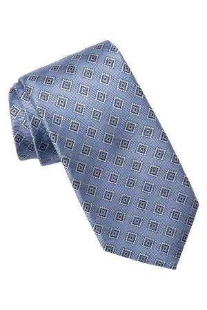 ELIZABETTA Elizabetta Lambrusco Extra Long Silk Jacquard Neck Tie Sky Blue