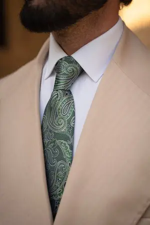 ELIZABETTA Elizabetta Pavia Silk Jacquard Neck Tie Emerald Green