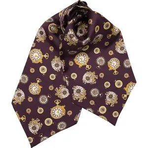 ELIZABETTA Elizabetta Gilded Keeper Silk Ascot Cravat Tie Plum