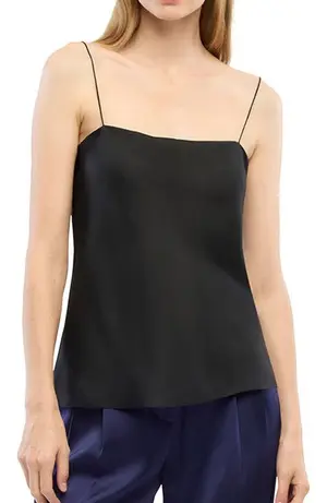 Another Tomorrow Silk Camisole - Black