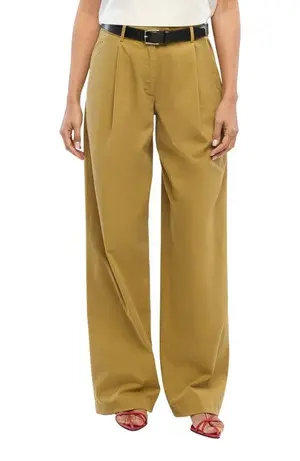 Another Tomorrow Relaxed Wide-leg Trousers - Thyme