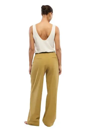 Another Tomorrow Relaxed Wide-leg Trousers - Thyme