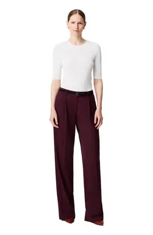 Another Tomorrow Relaxed Wide Leg Pant - Plum